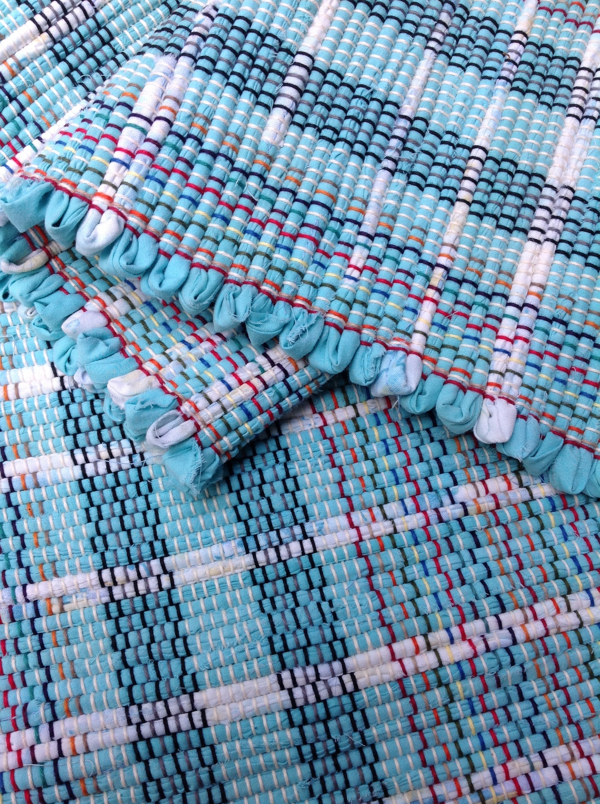 Light Jade White Rag Rug 45x26 Hand Woven - Etsy