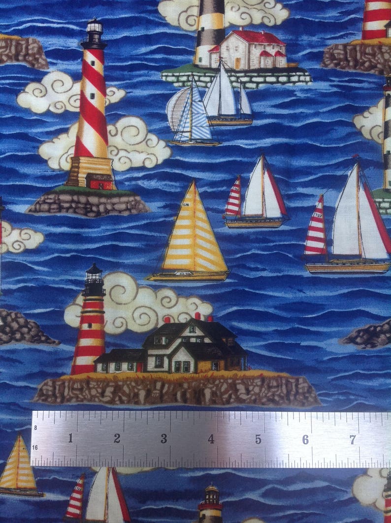 12 Yards Sailboat Lighthouse Fabric TIMELESS TREASURES - Etsy
