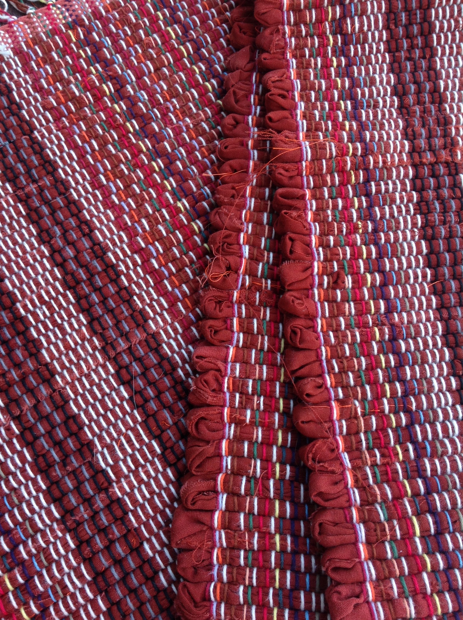 Rust colored rag rug 55 x 26 Hand woven | Etsy