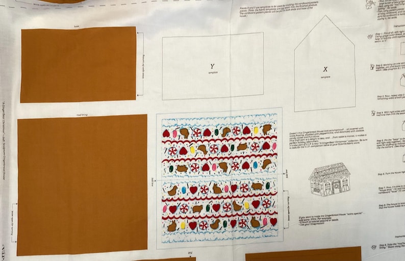 A GINGERBEAR CHRISTMAS Gingerbread House Soft Sculpture Fabric Panel ...