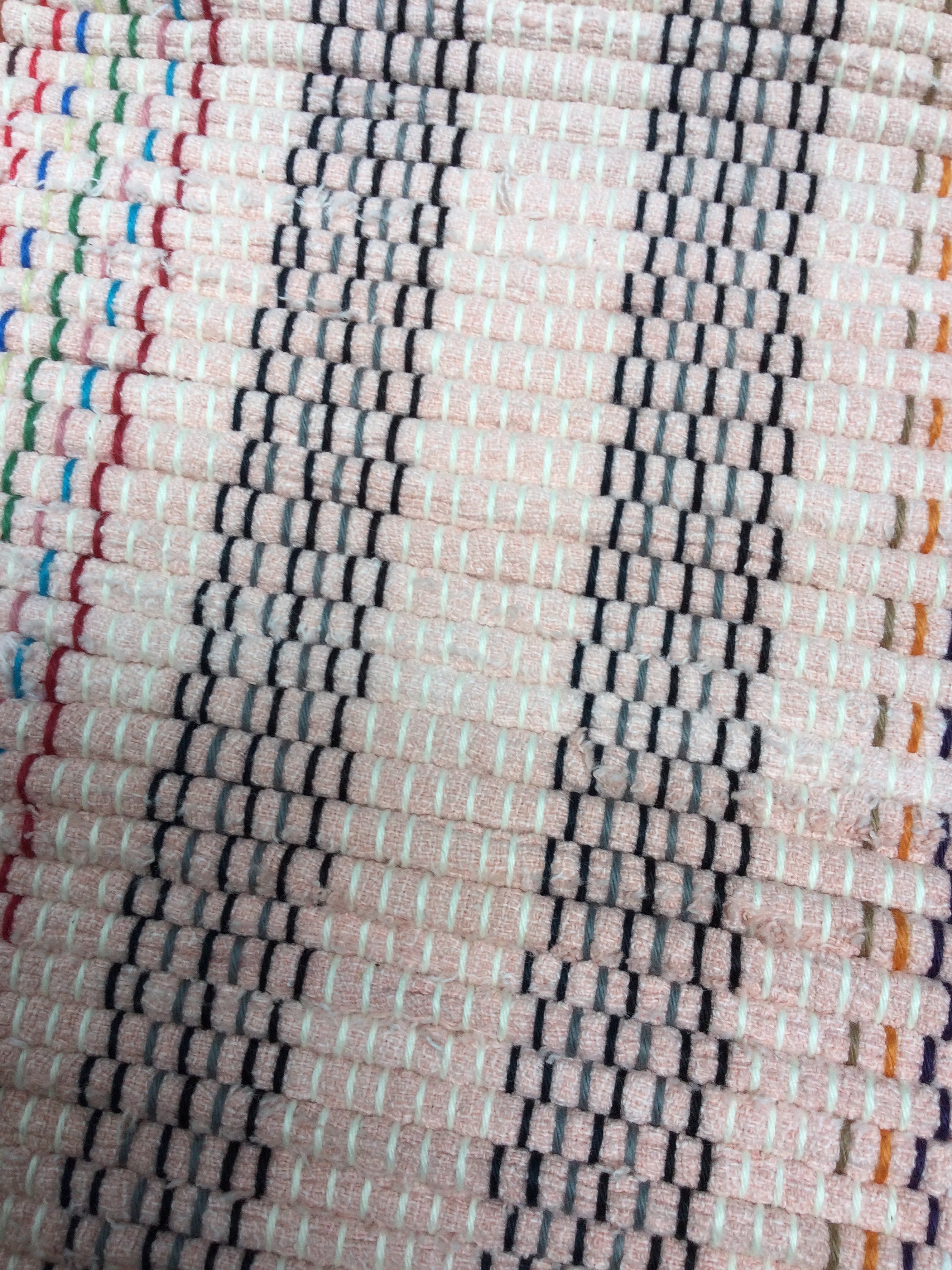 Rag rug 38x26 hand woven pink repurposed bedspread | Etsy