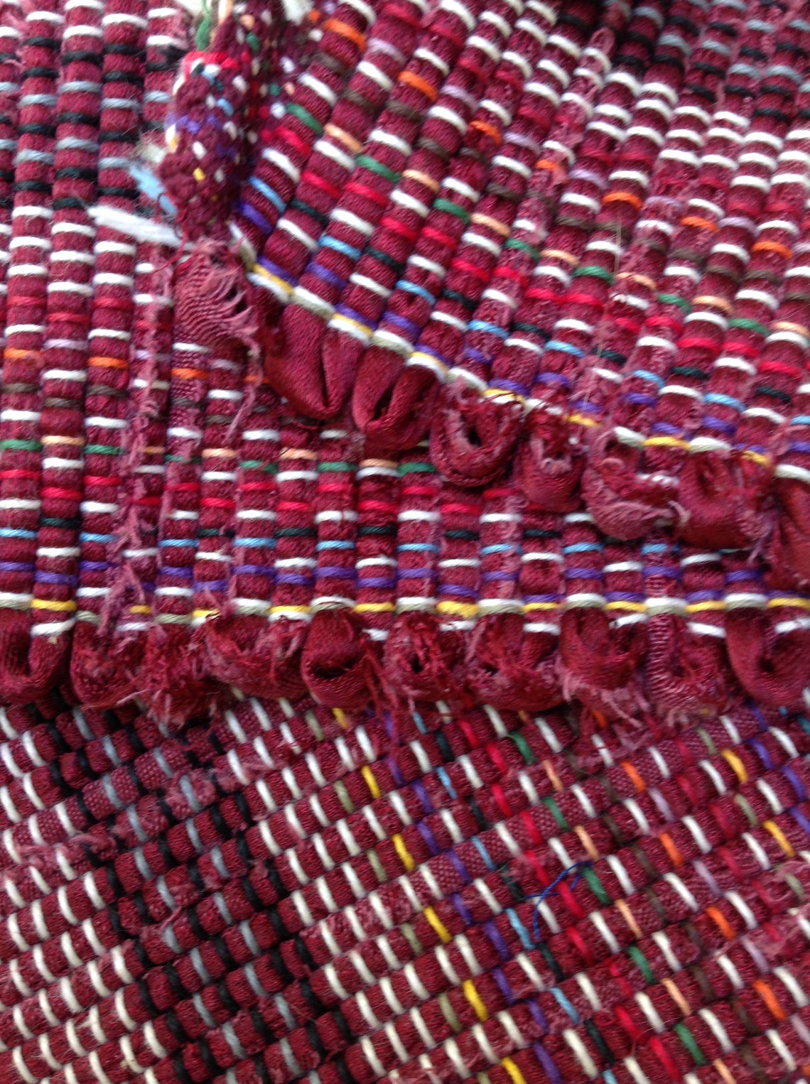 25 X 26 Handwoven Rag Rug Deep Burgandy Repurposed - Etsy