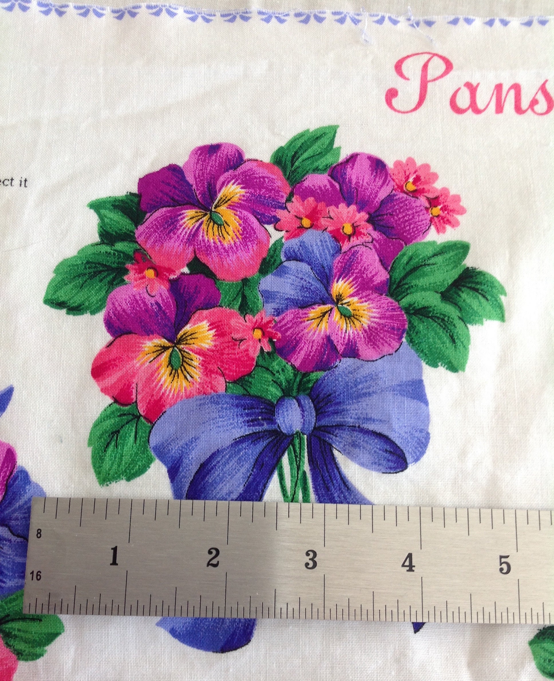 DIY Pansies and Bows Applique Panel CRANSTON Print Works VIP Screen ...