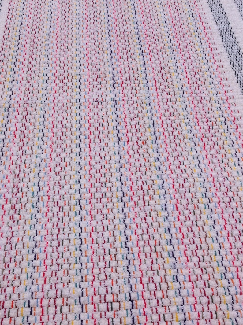 White Rag Rug 55 X 26 Hand Woven Winter White - Etsy