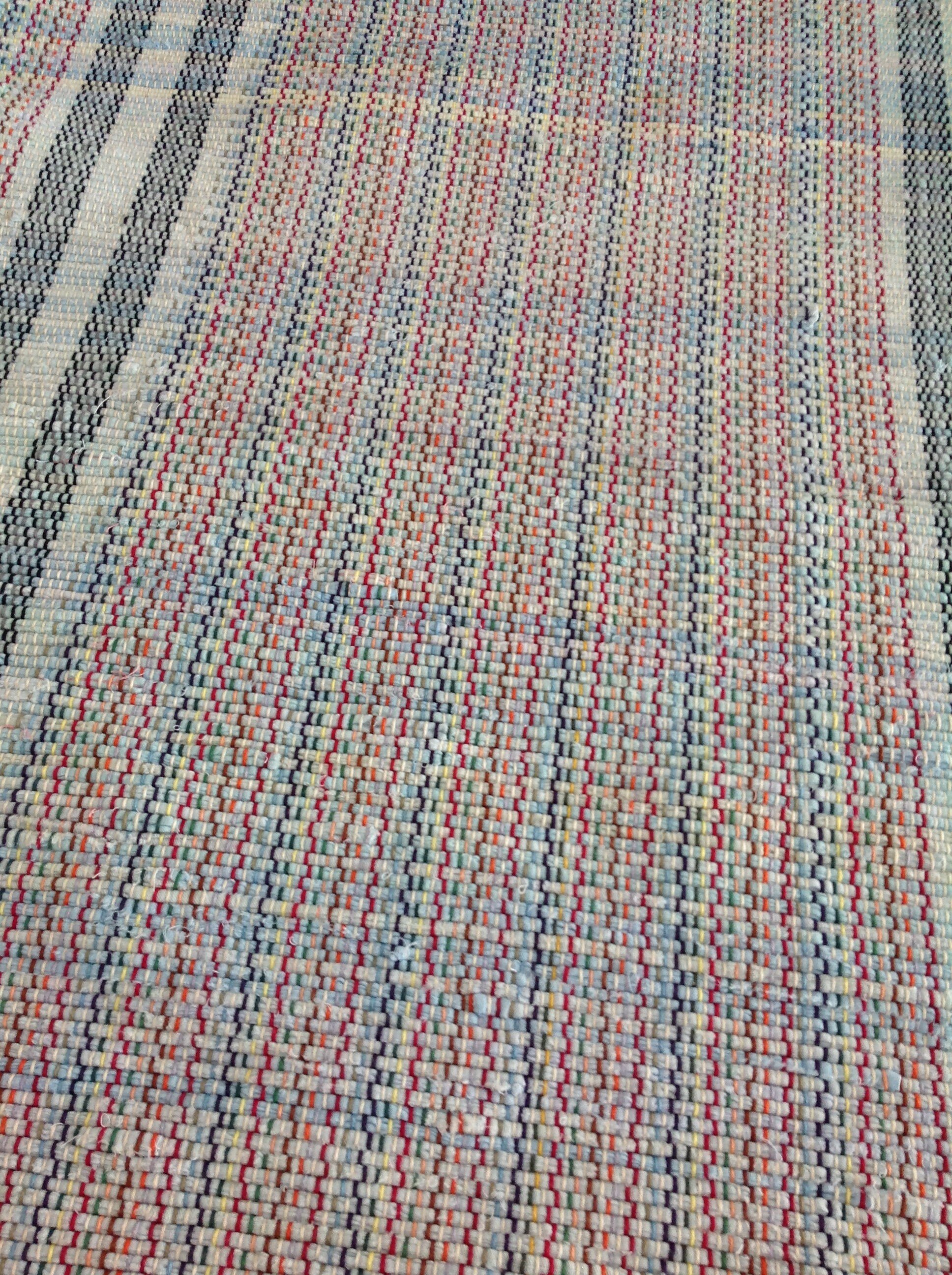 Light Blues Runner Rag Rug 85" X 26" Hand Woven Rustic Cabin Country ...