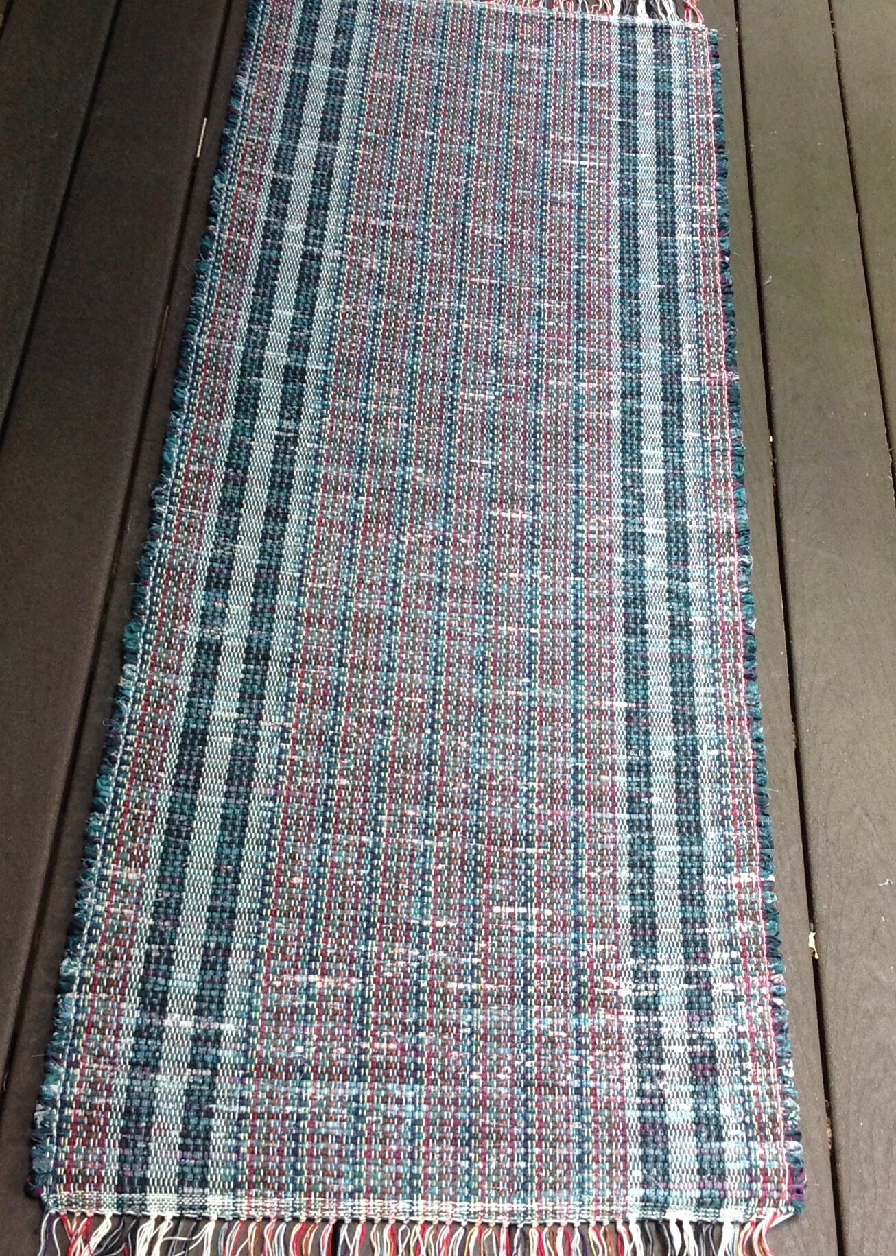 Rag Rug 67 X 26 Forest Green Black Burgandy Cream Hand Woven From ...