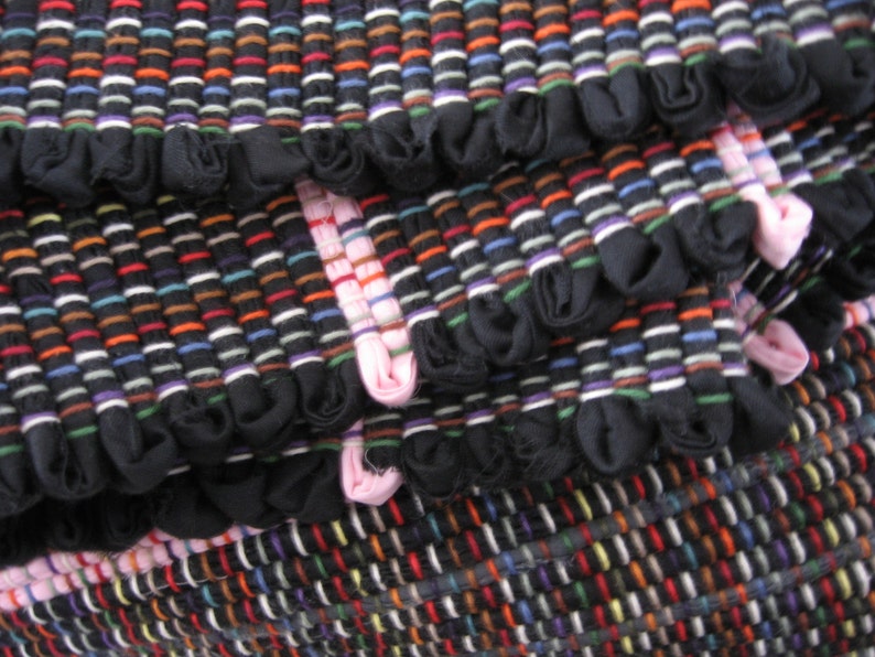 Black Pink Rag Rug 42 X 25 Hand Woven Ebony Vivid Pink From Recycled ...
