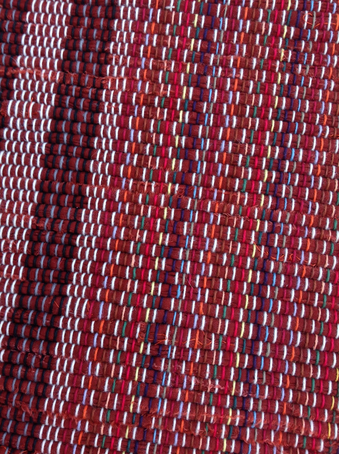 Rust Colored Rag Rug 55" X 26" Hand Woven Repurposed Fabric Country ...