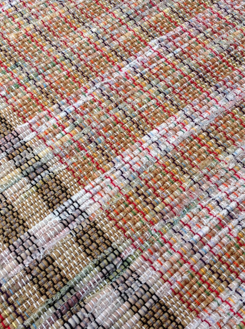 68x26 Rag Rug Hand Woven Browns Gold Sage - Etsy