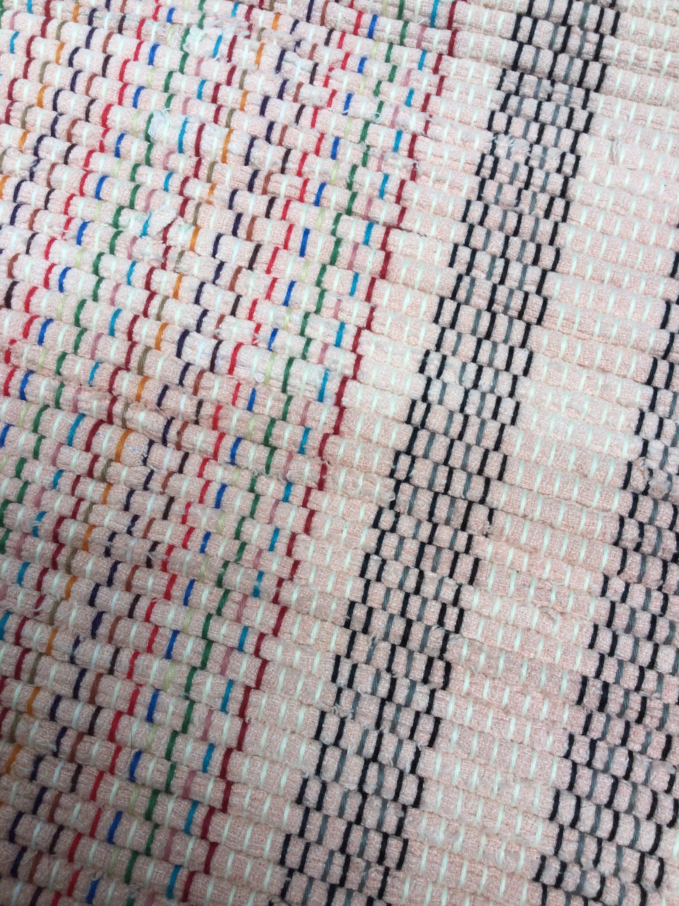 Rag rug 38x26 hand woven pink repurposed bedspread | Etsy