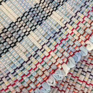 Light Blues Runner Rag Rug 85" X 26" Hand Woven Rustic Cabin Country ...