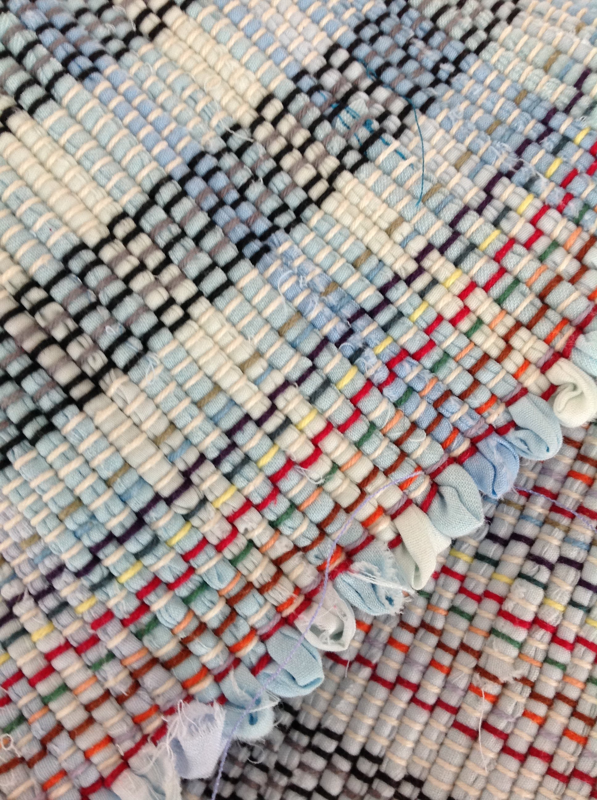 Light Blues Runner Rag Rug 85 X 26 Hand Woven Rustic Cabin Country ...
