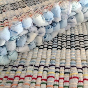 Light Blues Runner Rag Rug 85" X 26" Hand Woven Rustic Cabin Country ...