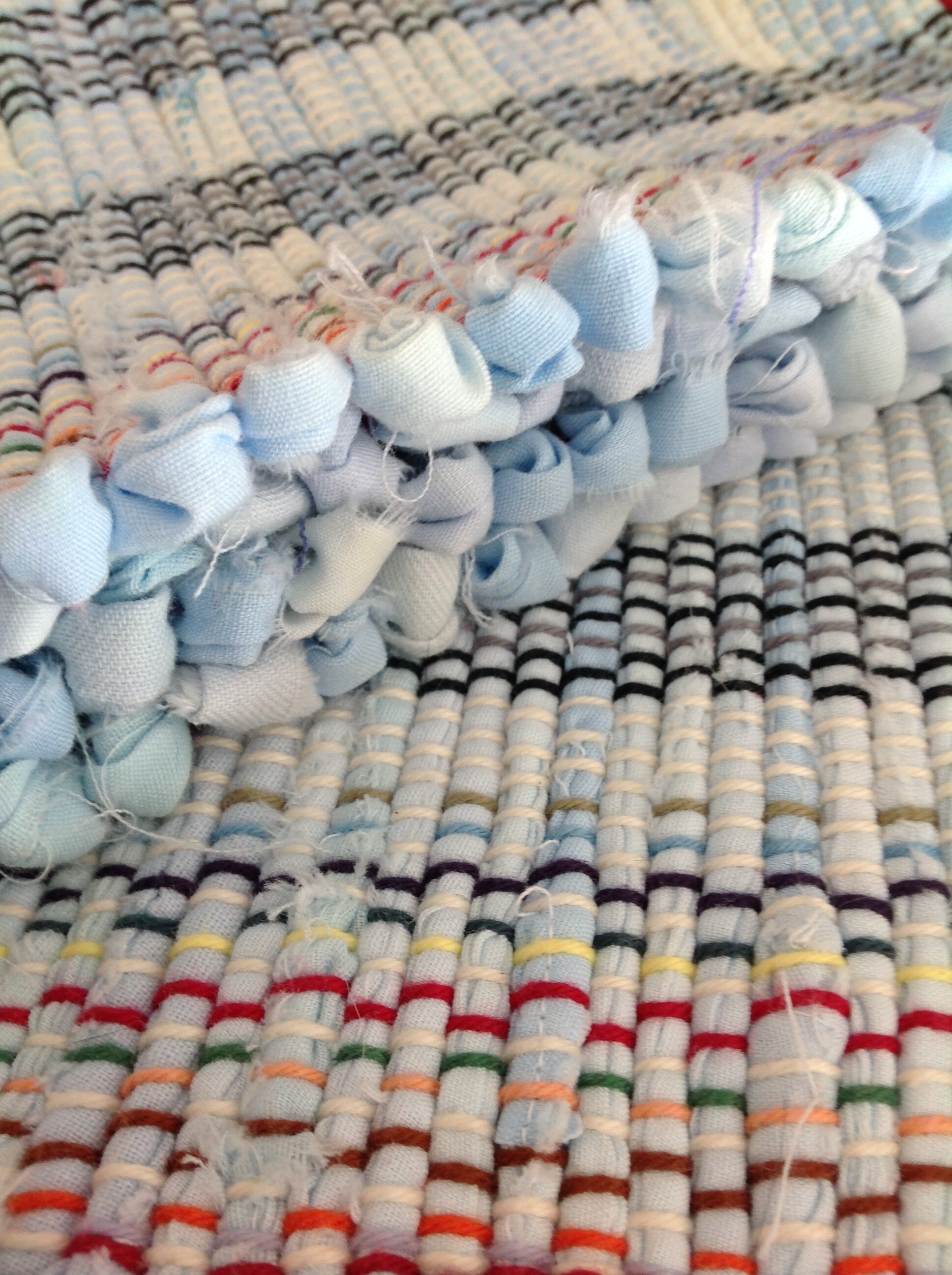 Light Blues Runner Rag Rug 85" X 26" Hand Woven Rustic Cabin Country ...