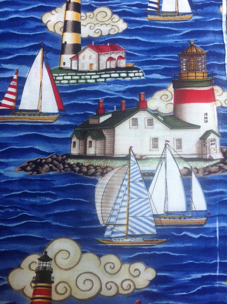 12 Yards Sailboat Lighthouse Fabric TIMELESS TREASURES FABRICS, Inc ...
