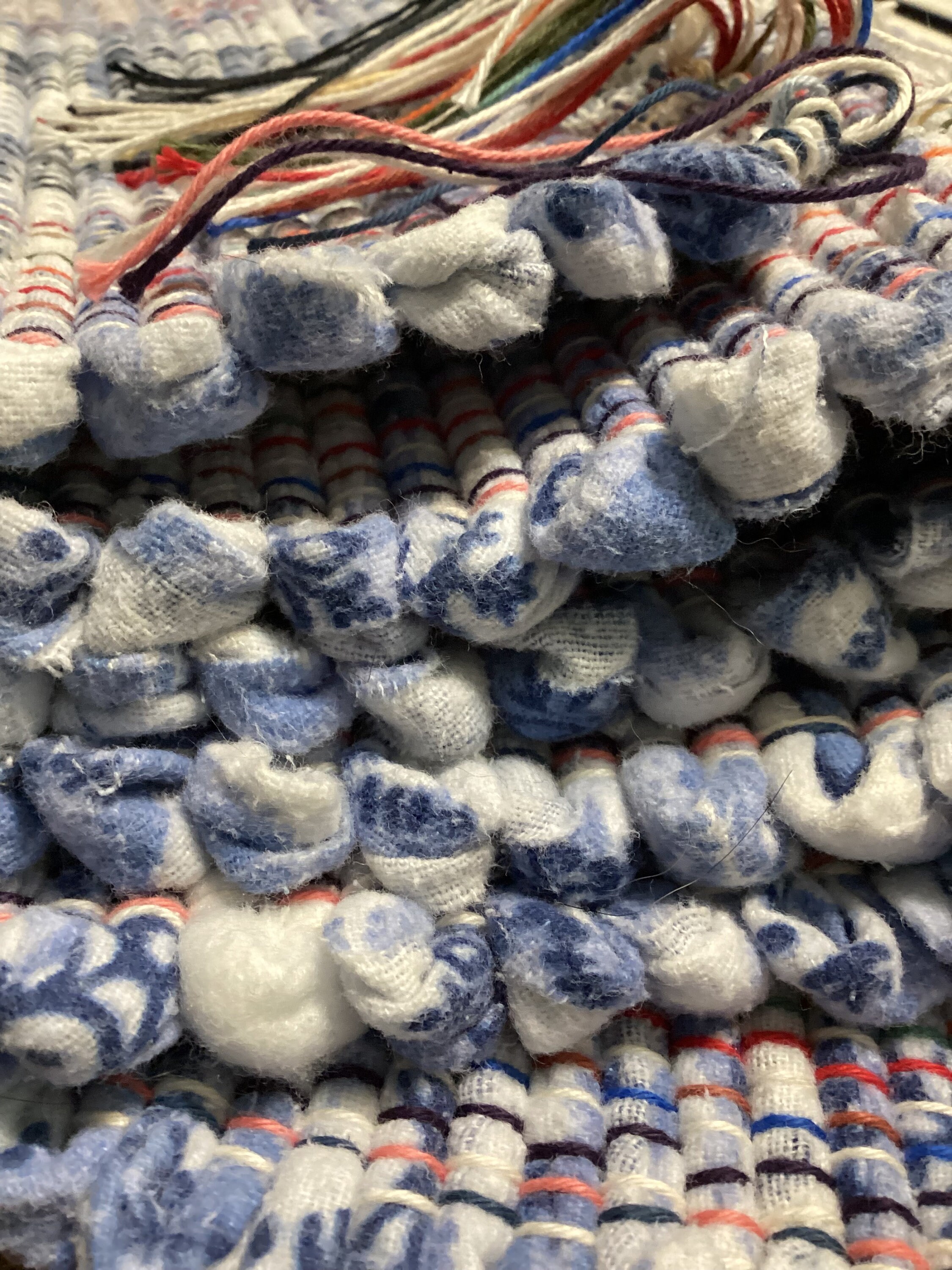 Handwoven Flannel Rag Rug 40x26 Shades of Blue White Rustic Cabin ...