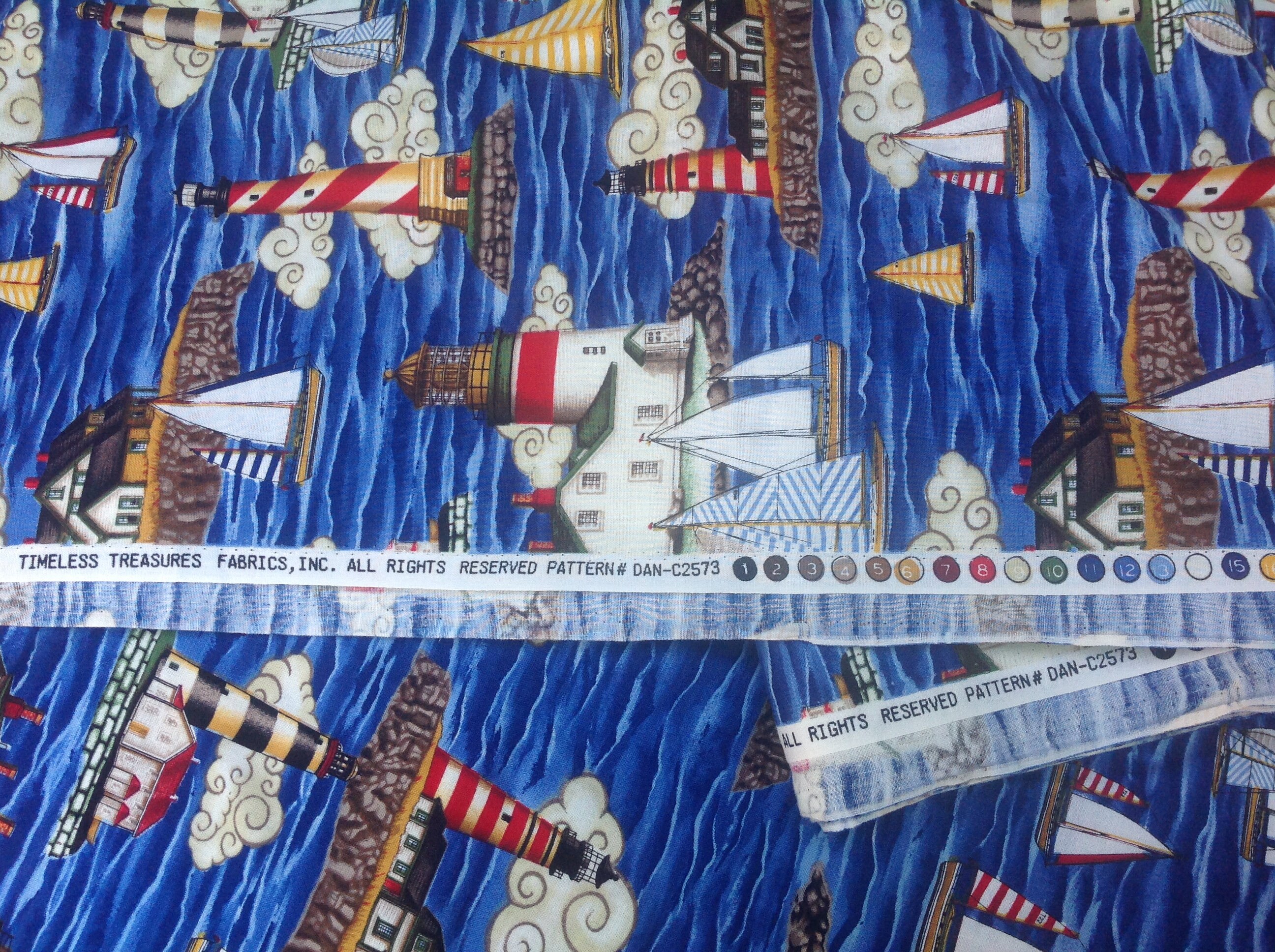 12 Yards Sailboat Lighthouse Fabric TIMELESS TREASURES FABRICS, Inc ...