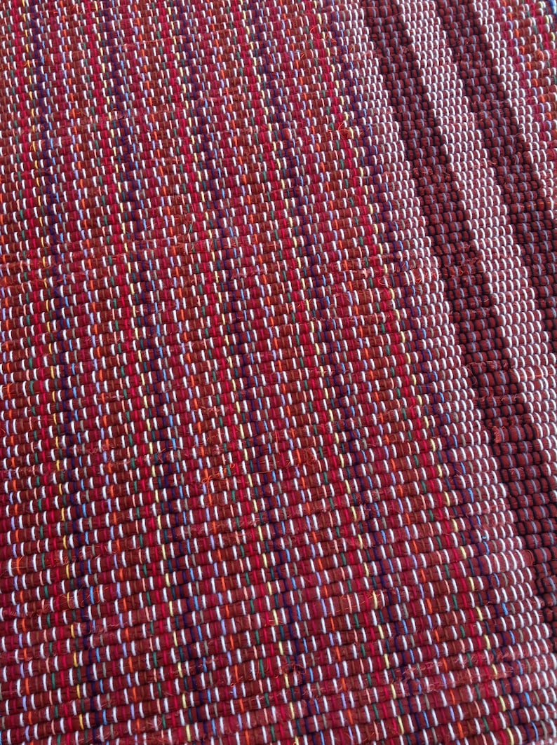 Rust colored rag rug 55 x 26 Hand woven | Etsy