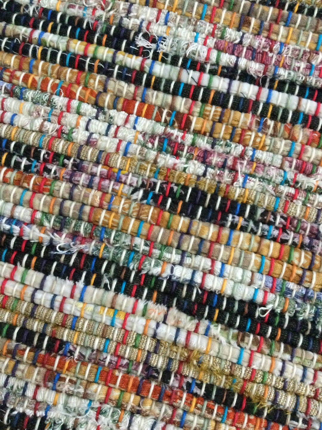 Rag Rug 59 X 26 Hand Loomed Miscellaneous Fabrics Rustic Cabin Country ...