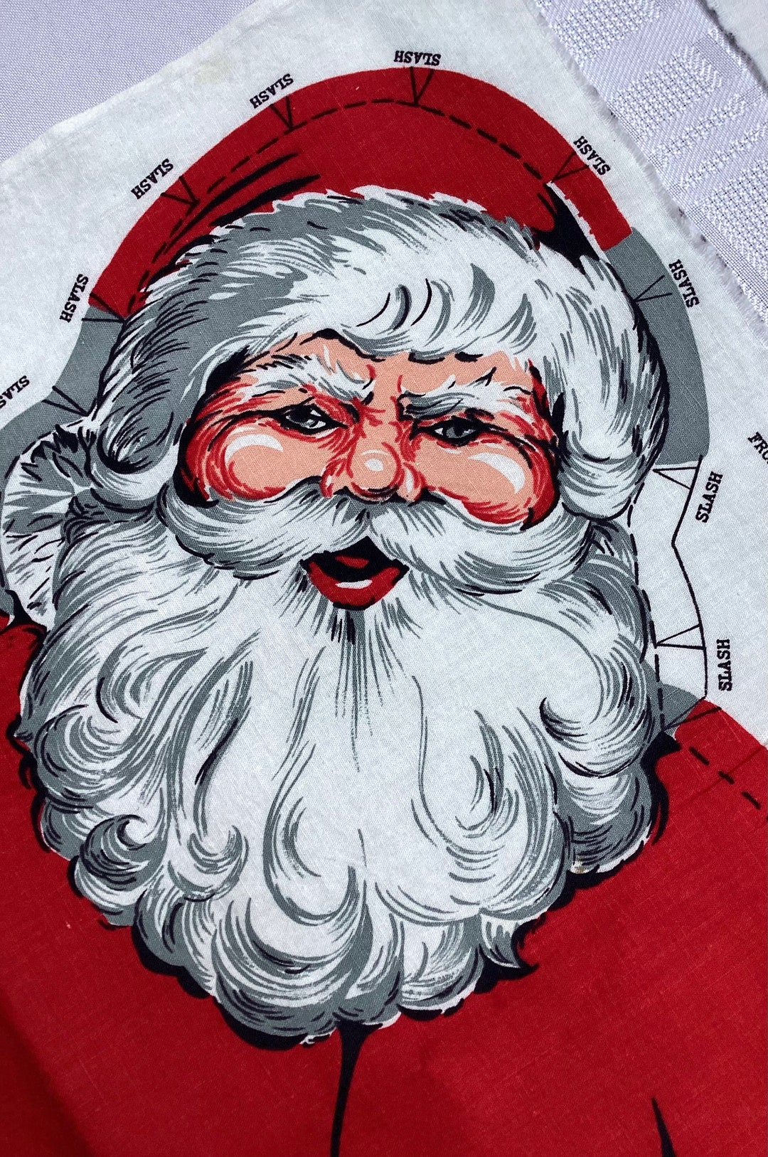 DIY Soft Sculpture Santa Fabric Panel Vintage 17”x35” St Nick Jolly ...