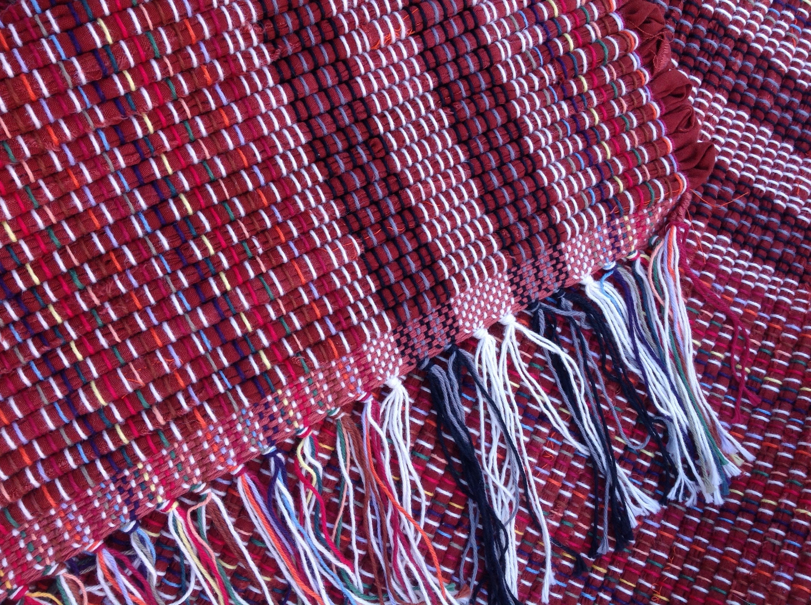 Rust colored rag rug 55 x 26 Hand woven | Etsy