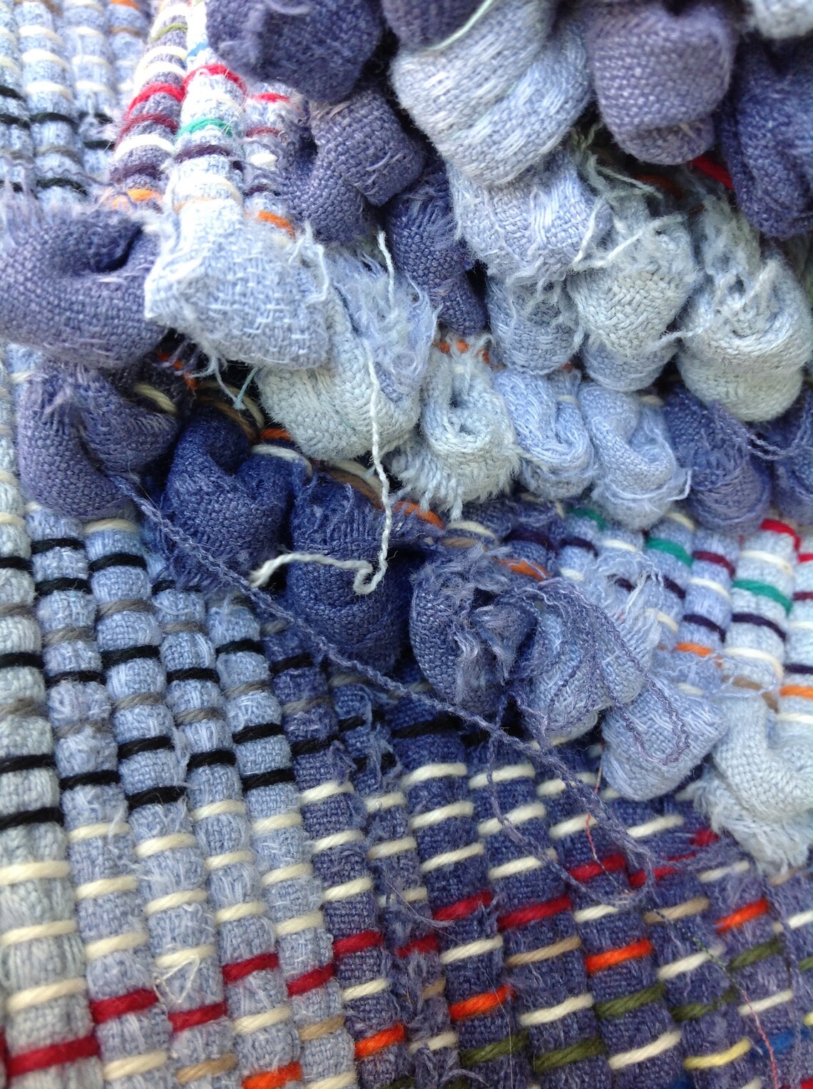 Shades of Blue Rag Rug 52x26 Hand Woven Repurposed | Etsy