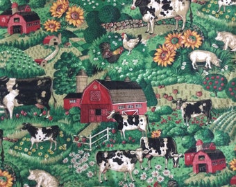 Farm Scene Fabric | Etsy