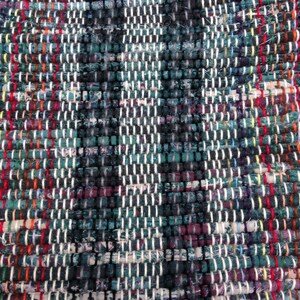 Rag Rug 67" X 26" Forest Green Black Burgandy Cream Hand Woven From ...