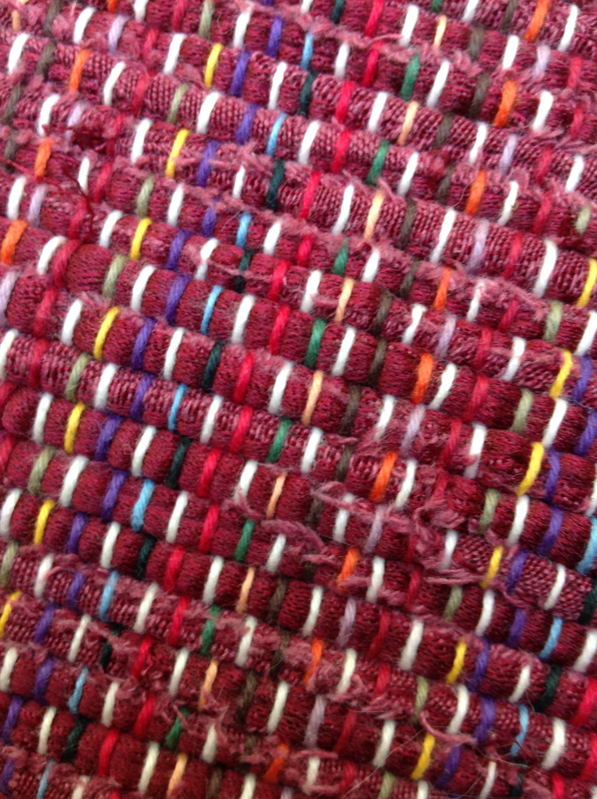 25 X 26 Handwoven Rag Rug Deep Burgandy Repurposed Damask Table Cloth ...