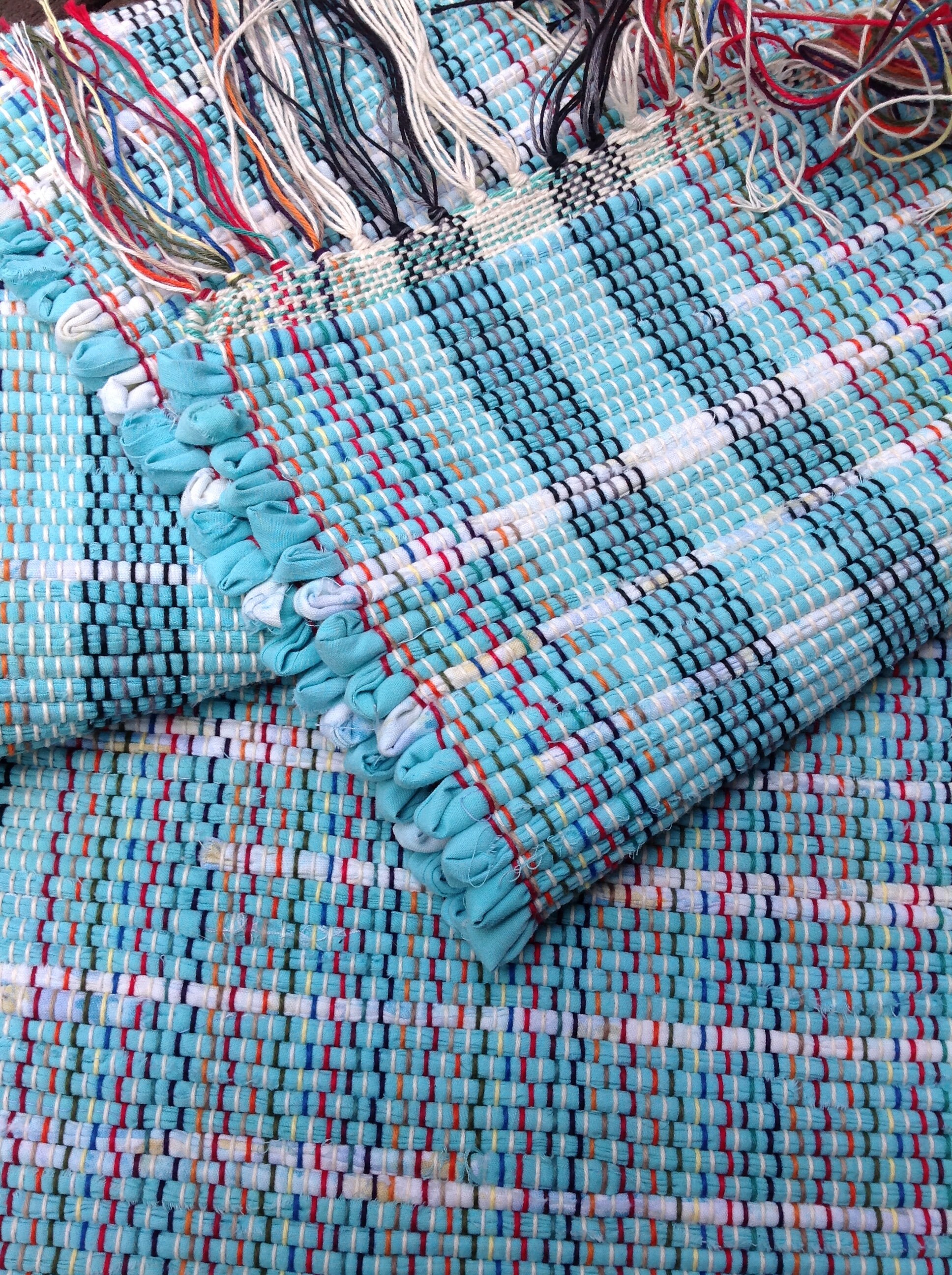 Light jade white rag rug 45x26 hand woven | Etsy