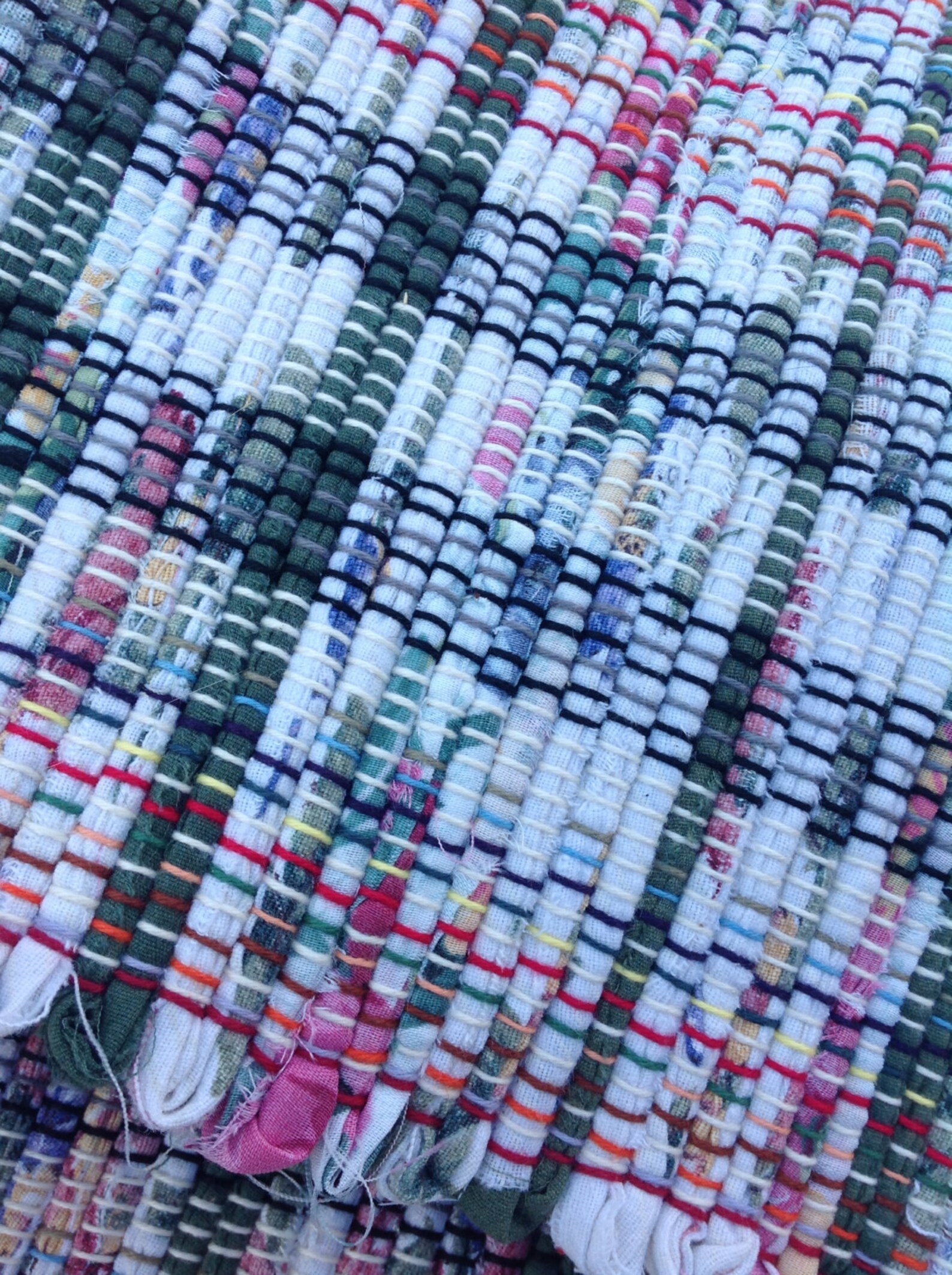 Loomed Rag Rug White Pink Rose Lavender Blue Green Hunter - Etsy