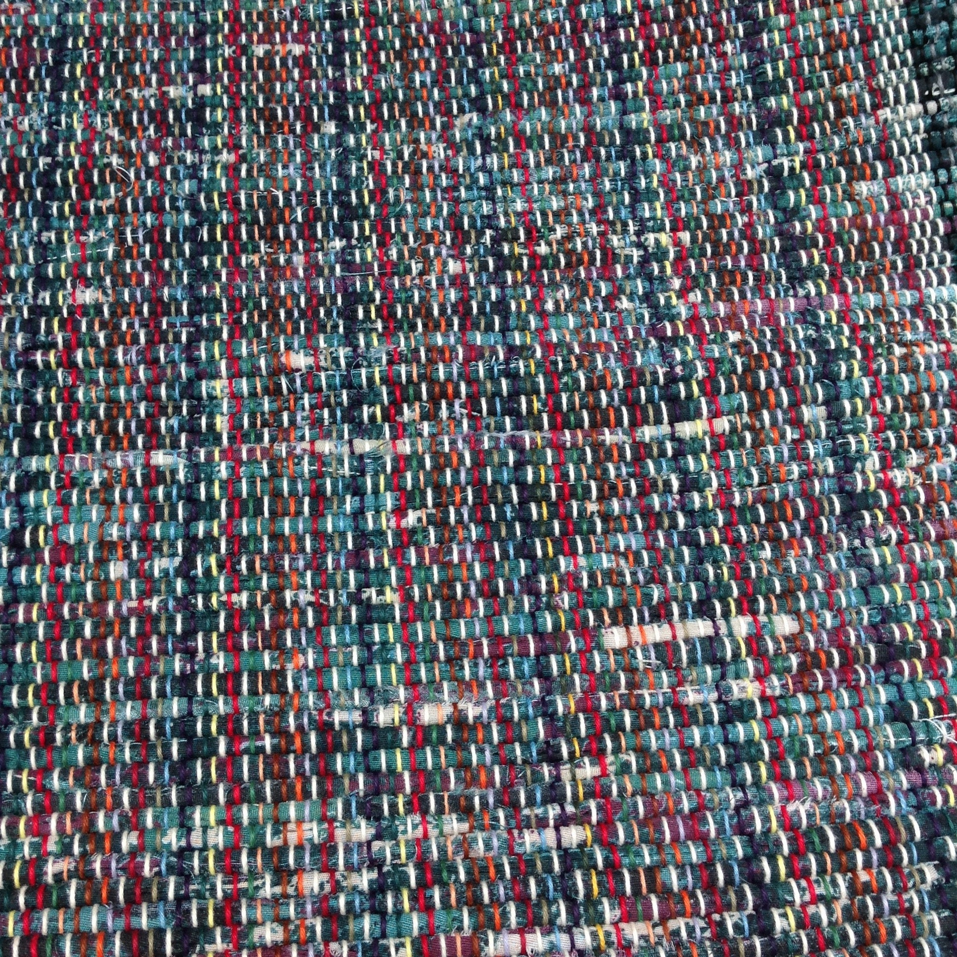 Rag Rug 67 X 26 Forest Green Black Burgandy Cream Hand Woven From ...