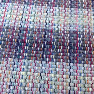 Shades of Blue Rag Rug 52"x26" Hand Woven Repurposed Bed Spreads Rustic ...