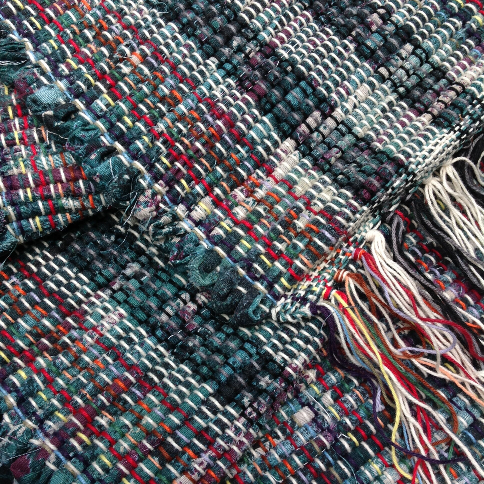 Rag Rug 67 X 26 Forest Green Black Burgandy Cream Hand Woven From ...