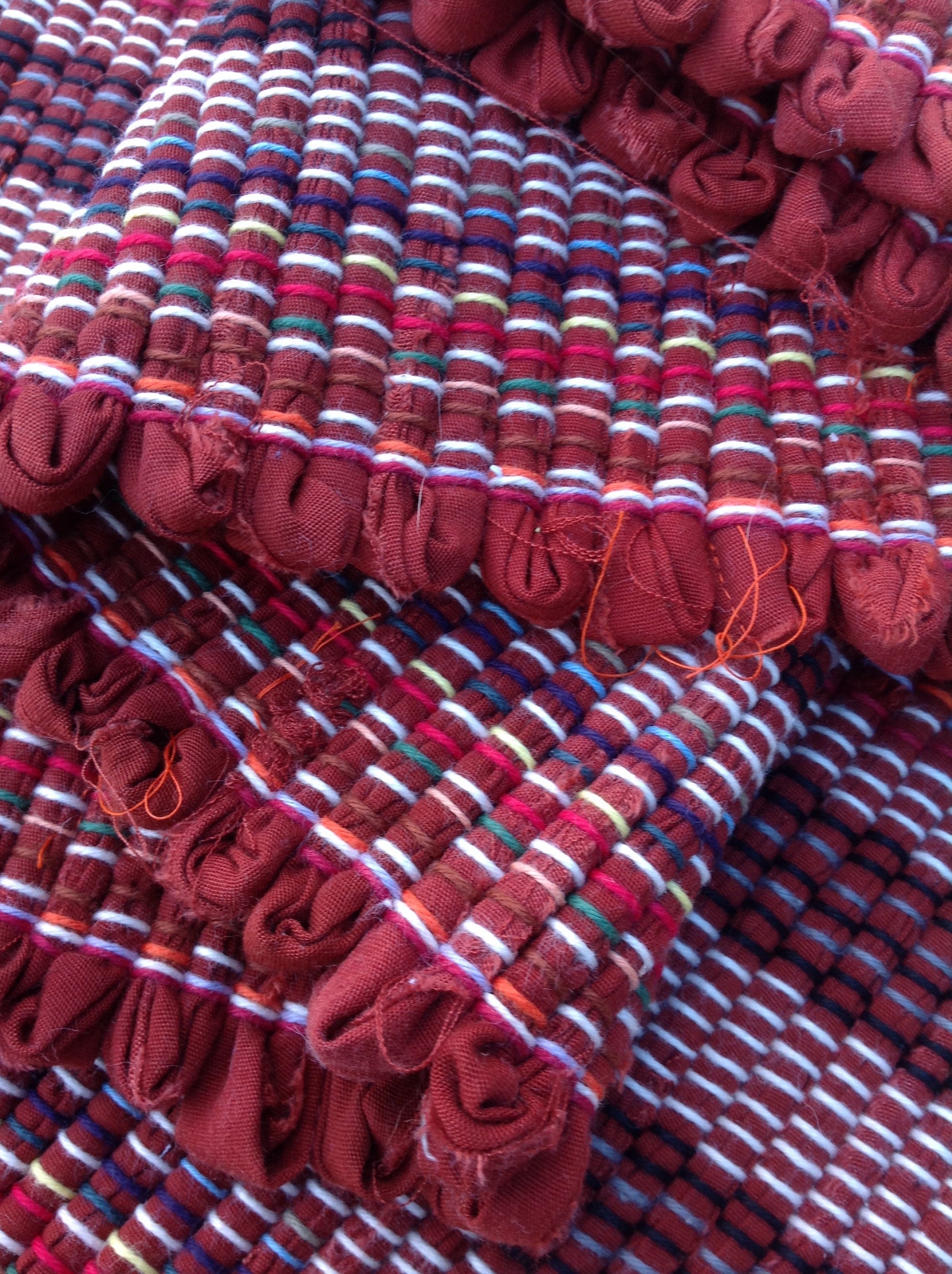 Rust colored rag rug 55 x 26 Hand woven | Etsy