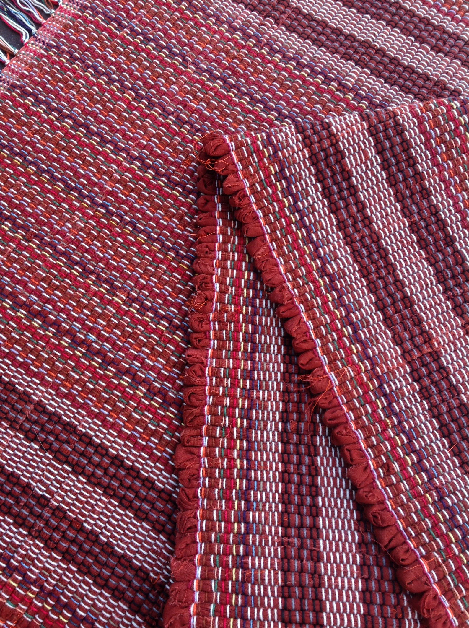 Rust Colored Rag Rug 55 X 26 Hand Woven Repurposed Fabric Country ...