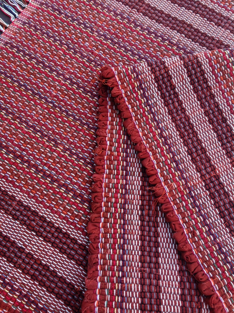 Rust Colored Rag Rug 55 X 26 Hand Woven Repurposed Fabric Country ...