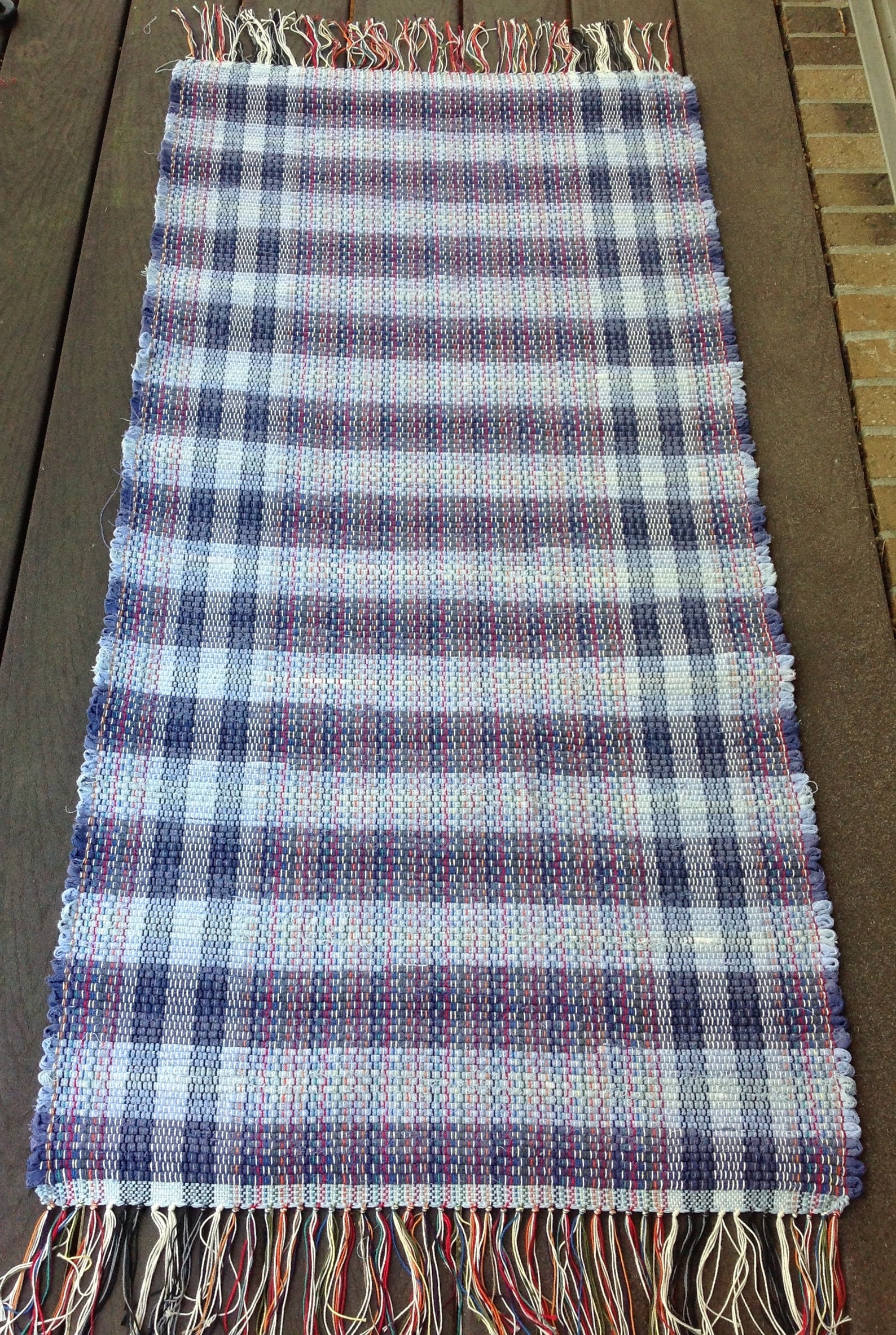 Shades of Blue Rag Rug 52x26 Hand Woven Repurposed - Etsy