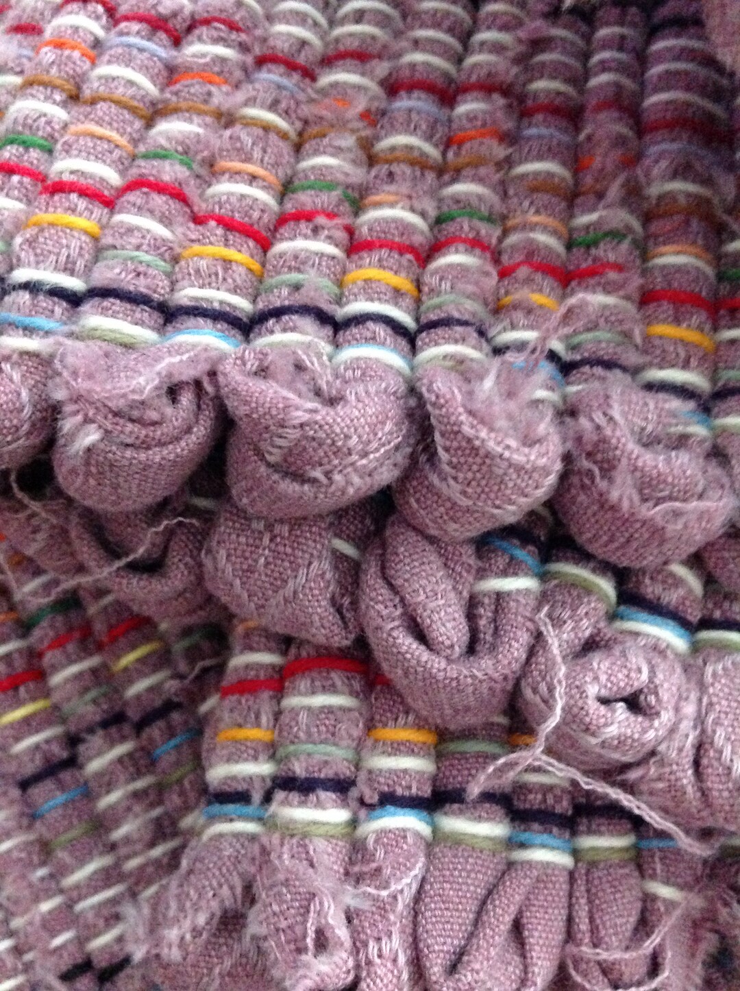 36"x26" Mauve Handwoven Rag Rug Repurposed Bedspread Rustic Cabin ...