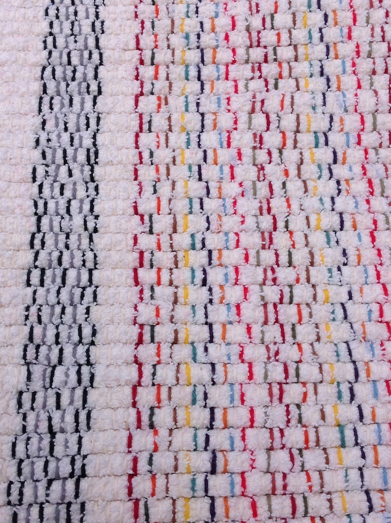 White Rag Rug 55 X 26 Hand Woven Winter White - Etsy