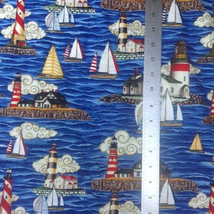 12 Yards Sailboat Lighthouse Fabric TIMELESS TREASURES FABRICS, Inc ...