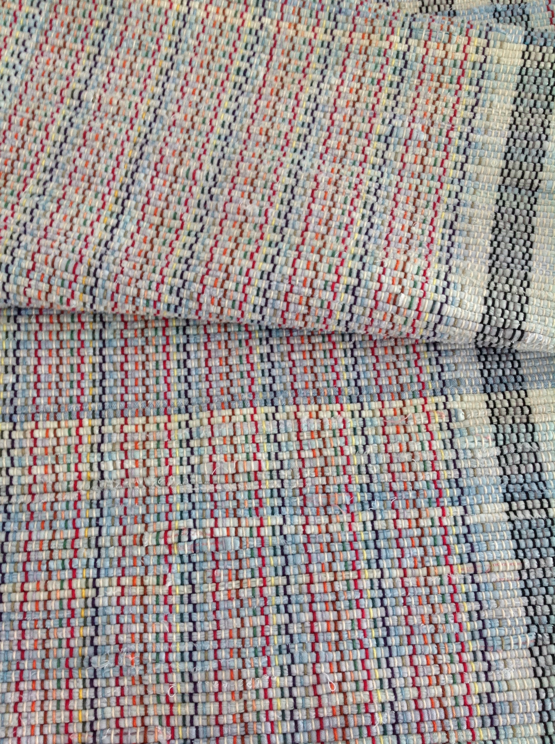 Light Blues Runner Rag Rug 85 X 26 Hand Woven Rustic Cabin Country ...