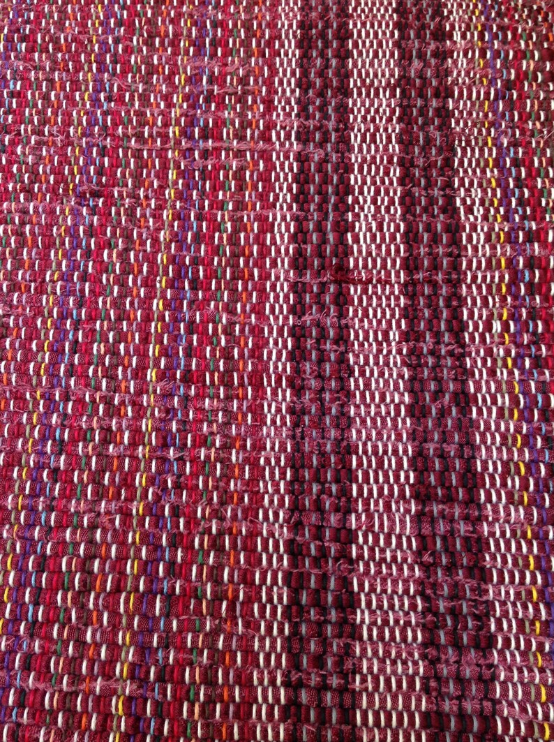 25 X 26 Handwoven Rag Rug Deep Burgandy Repurposed Damask Table Cloth ...