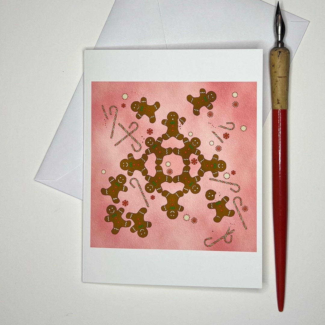 Gingerbread Men Greeting Card: Cheery Holiday Art - Etsy
