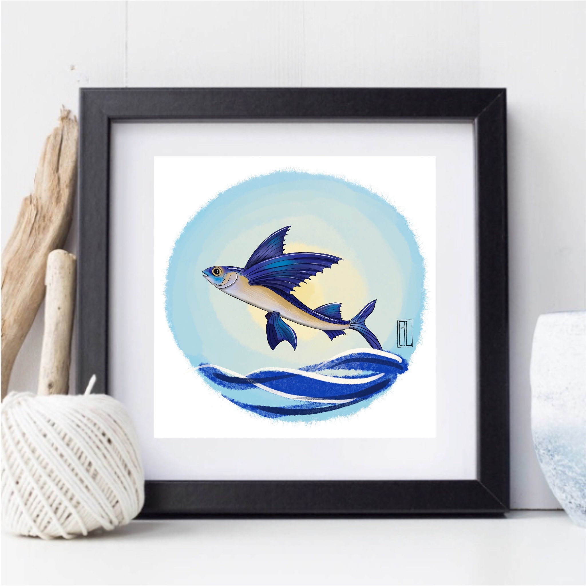 Original Art Print of Flying Fish - Etsy UK