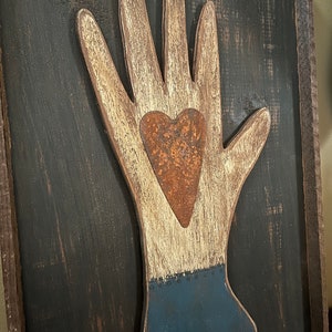 PRE-ORDER ~ Dimensional Primitive Folk Art Sign - Heart in Hand - 18 X ...