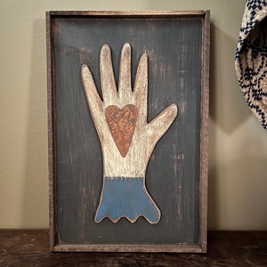 PRE-ORDER ~ Dimensional Primitive Folk Art Sign - Heart in Hand - 18 X ...