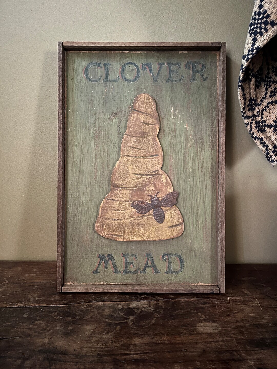 Dimensional Primitive Folk Art Sign - Clover Mead Beeskep - 18 X 12 - Etsy