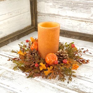 Small Fall Candle Ring Fall Pumpkin Wreath Pumpkin Candle - Etsy