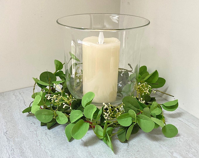 Spring Candle Ring, Greenery Candle Ring, Spring Wreath, Spring ...